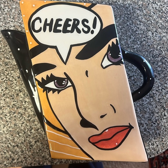 Joanne Delomba for Lotus | Dining | Pop Art Cheers Ceramic Pitcher With ...